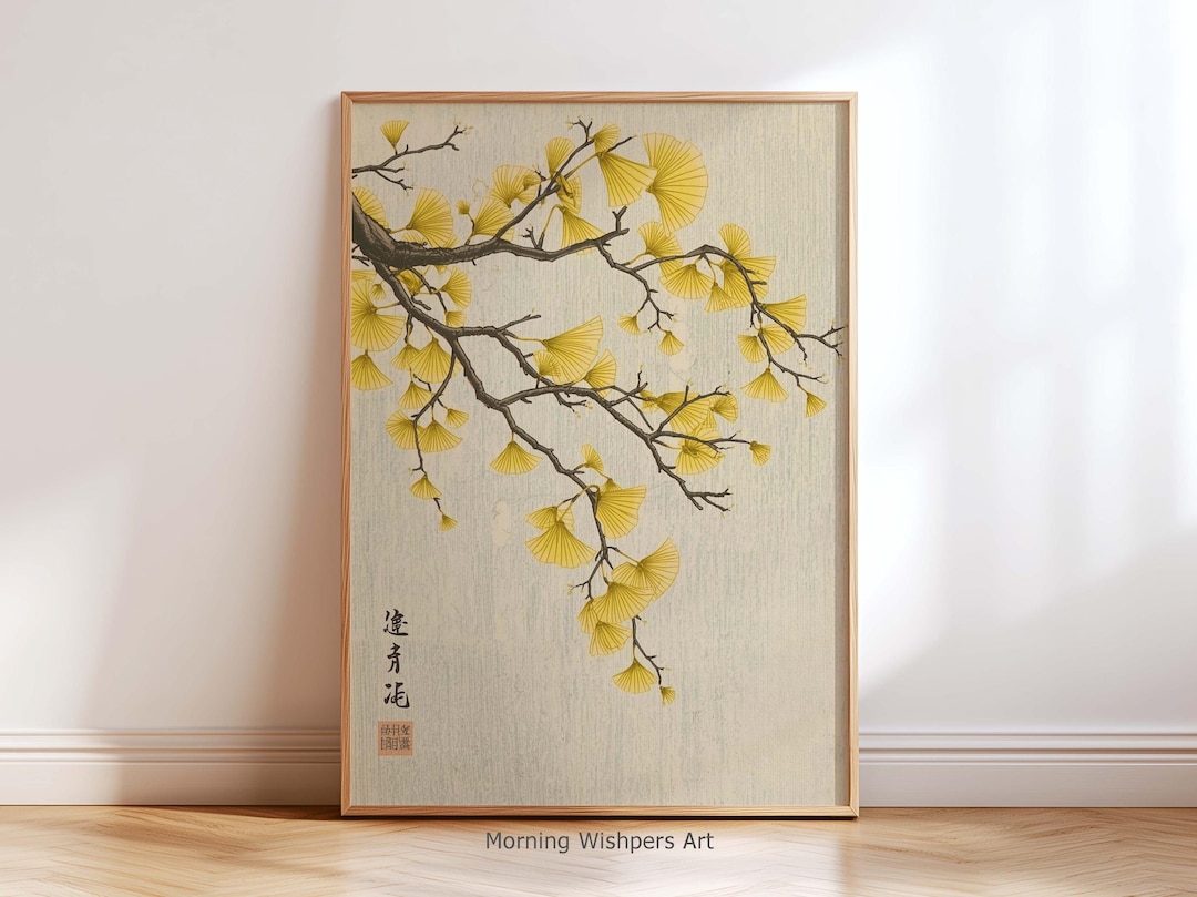 Ginkgo Tree Wall Art Print – Japanese Botanical Decor, Minimalist ...