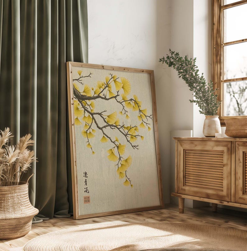Ginkgo Tree Wall Art Print – Japanese Botanical Decor, Minimalist ...
