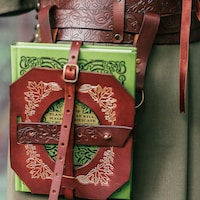 Leather Book Holder, Medieval Fantasy Wizard Pouch, LARP Cosplay ...