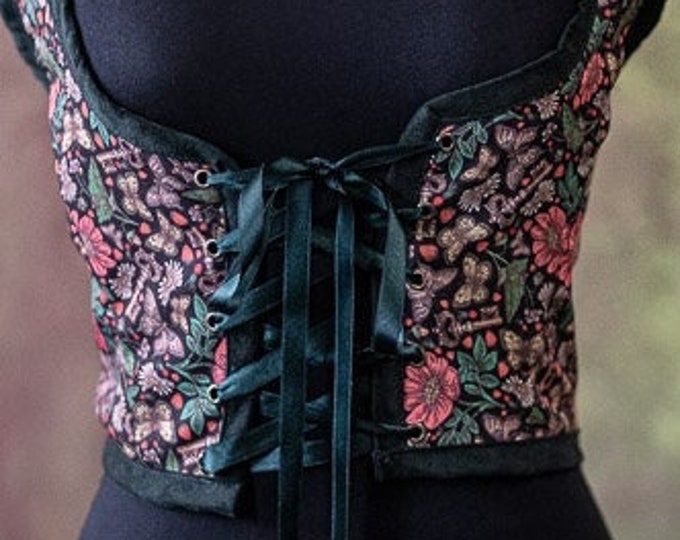 Hobbit Bodice, Renaissance Corset Flowers Cottagecore Style Corset Vest ...