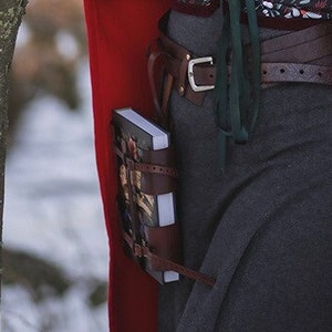 Book Holder - Larp Leather Book Bag - Book Lover Gift - Waist Book ...