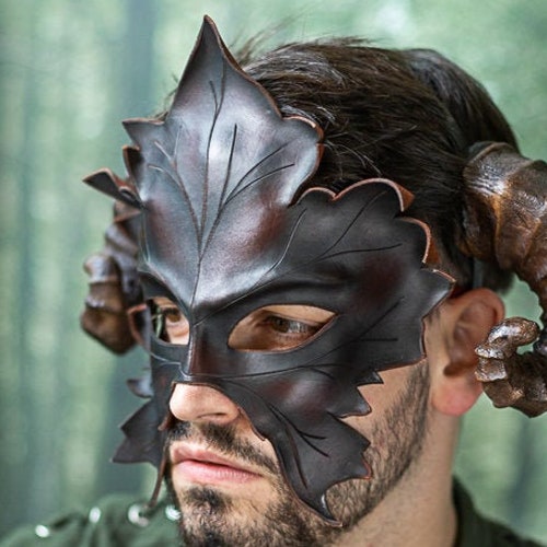 Autumn Green Man Leather Mask | Etsy