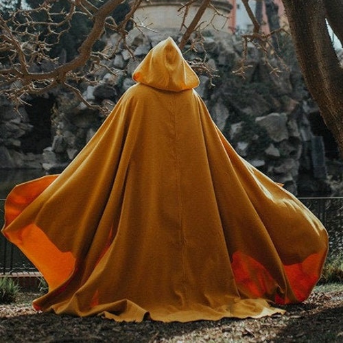 Green Vegan Wool Druid Cape Hooded Cloak Elven Costume Cloth | Etsy UK