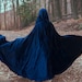 Blue Velvet Cape, Elven ,wizard or Witch, Medieval Fantasy Cloak With ...
