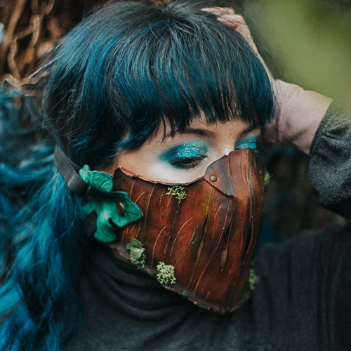 Leather Mask Druid Leaf Maple Autumn Natural Wiccan Masquerade - Etsy