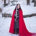Red Vegan Wool Cloth Cape Hooded Cloak Riding Hood Cloak With - Etsy