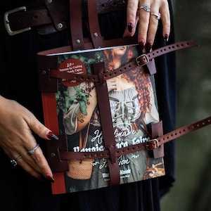 Book Holder - Larp Leather Book Bag - Book Lover Gift - Waist Book ...