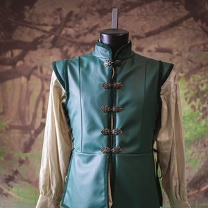 Green Faux Leather Surcoat - Renaissance Unisex Jerkin Vest Open Front ...