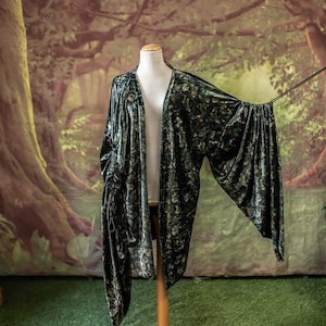 Elven Robe, Elvish Fashion Kimono, Vintage Velvet Oak Leaves Fabric - Etsy