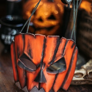 Jack O Lantern Pumpkin Leather Mask Halloween Autumn Harvest Natural ...