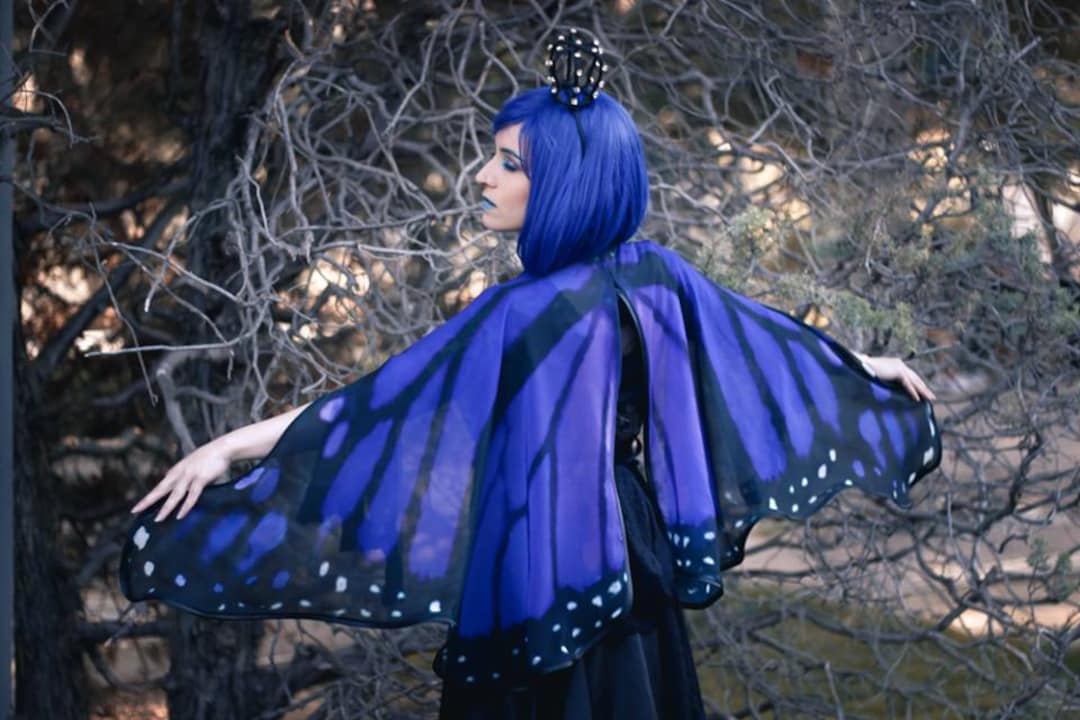Blue Butterfly Cape Monarch Cloak Dance Wings Costume Short Small ...