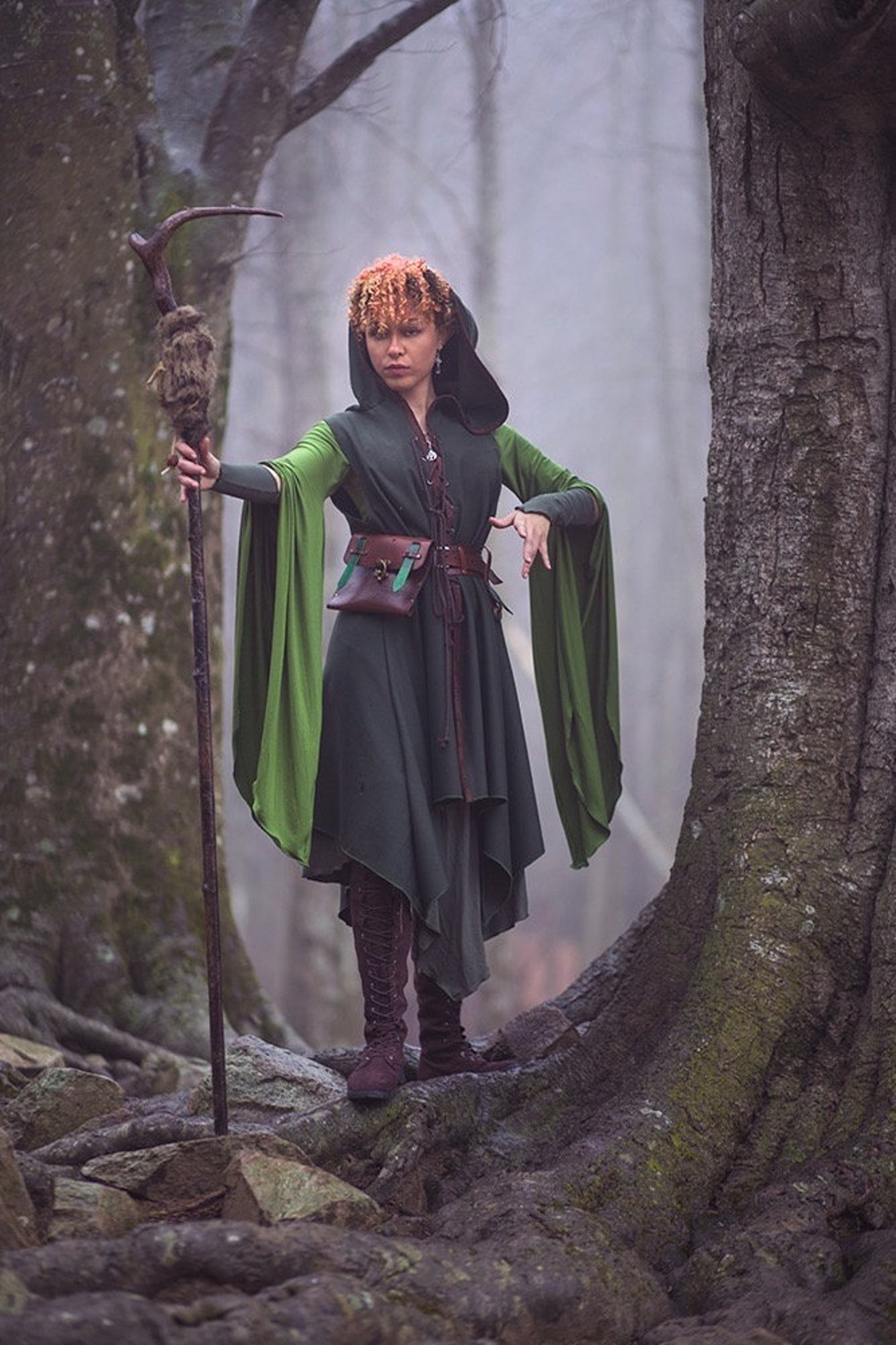 Hooded Green Ranger Surcoat – Unisex Renaissance Costume Vest - Etsy
