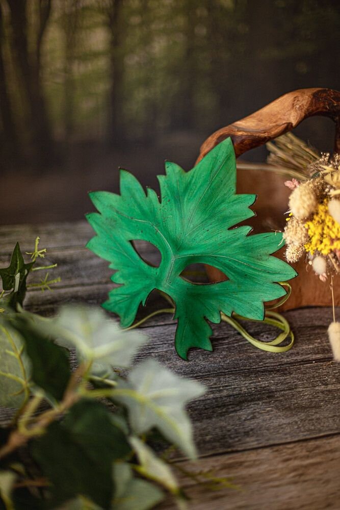 Leather Mask Druid Leaf Maple Autumn Natural Wiccan Masquerade - Etsy UK