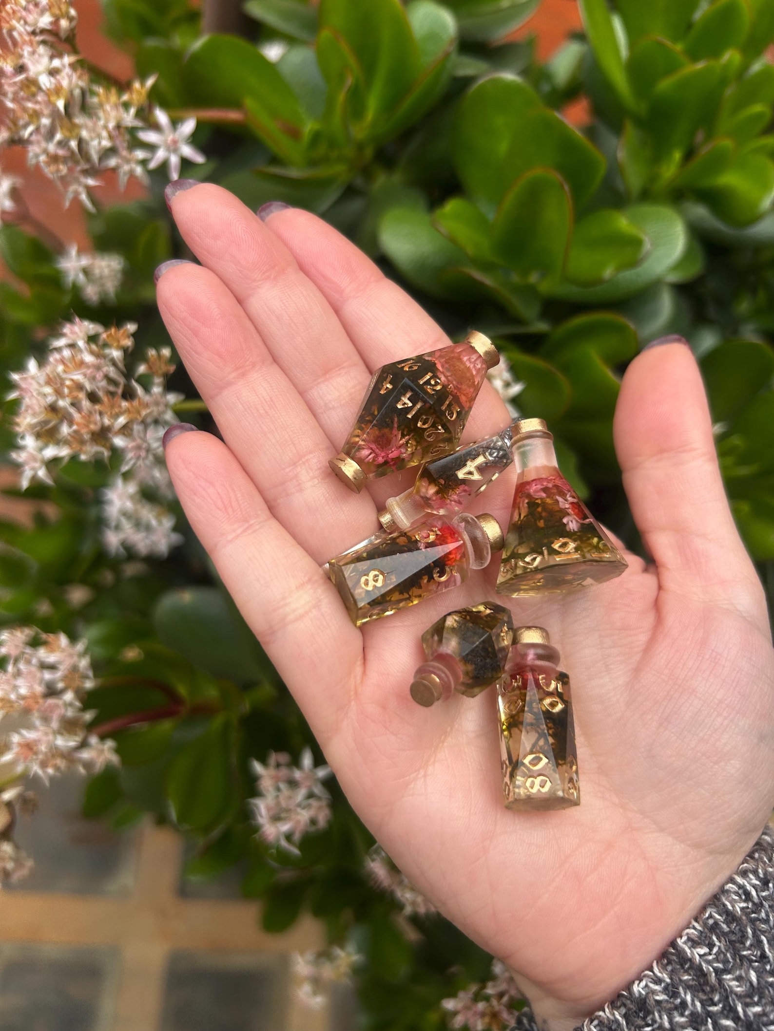 Dice Set - Potion Dices - Druid Nature Elven - Moss and Flowers, Spring ...