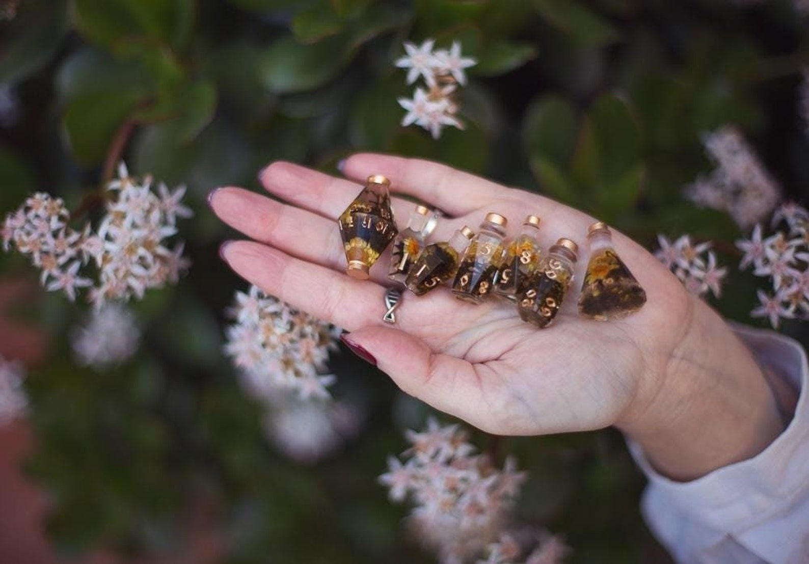 Dice Set - Potion Dices - Druid Nature Elven - Moss and Flowers, Spring ...