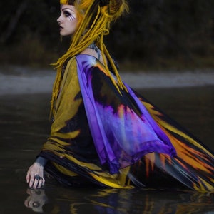 Flower Cape Floral Cloak Pansy Scarf Shawl Purple and Yellow Poncho ...