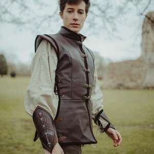 Faux Leather Renaissance Vest Surcoat - Unisex Brown Elven Jerkin - Etsy
