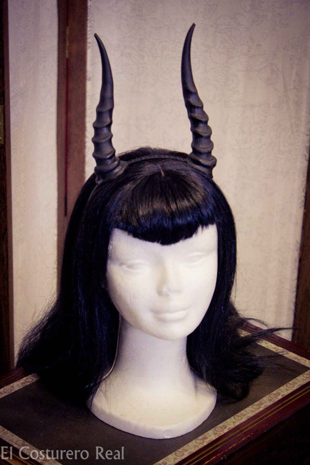 Demon Horns Half Moon Witch Headband, Headdress Gothic Black - Etsy