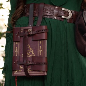 Book Holder - Larp Leather Book Bag - Book Lover Gift - Waist Book ...