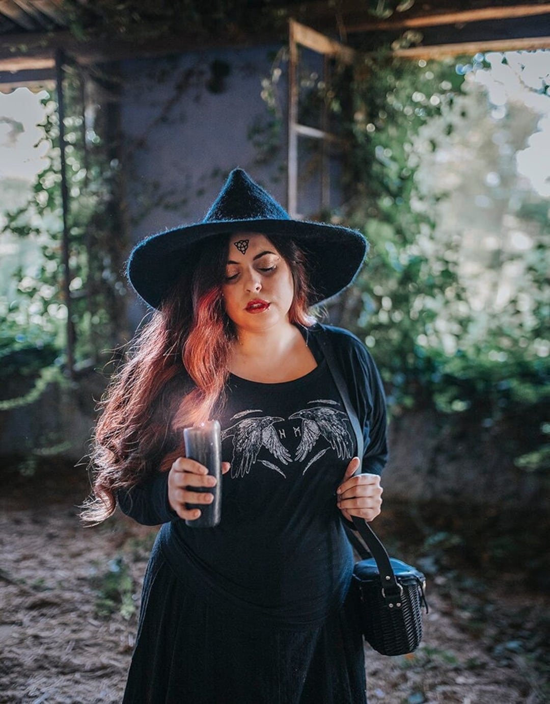 Wool Felt Witch Hat - Tall Pointed Wizard Hat, Dark Academia - Etsy