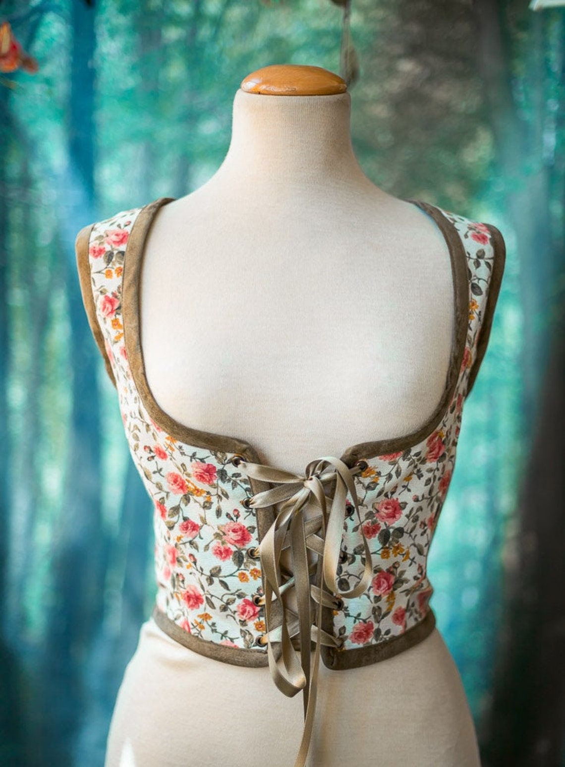 Hobbit bodice Renaissance corset flowers cottagecore style | Etsy