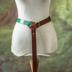 Elf Leather Belt With Leaves in Brown and Green , LARP Druid Elven Bet ...