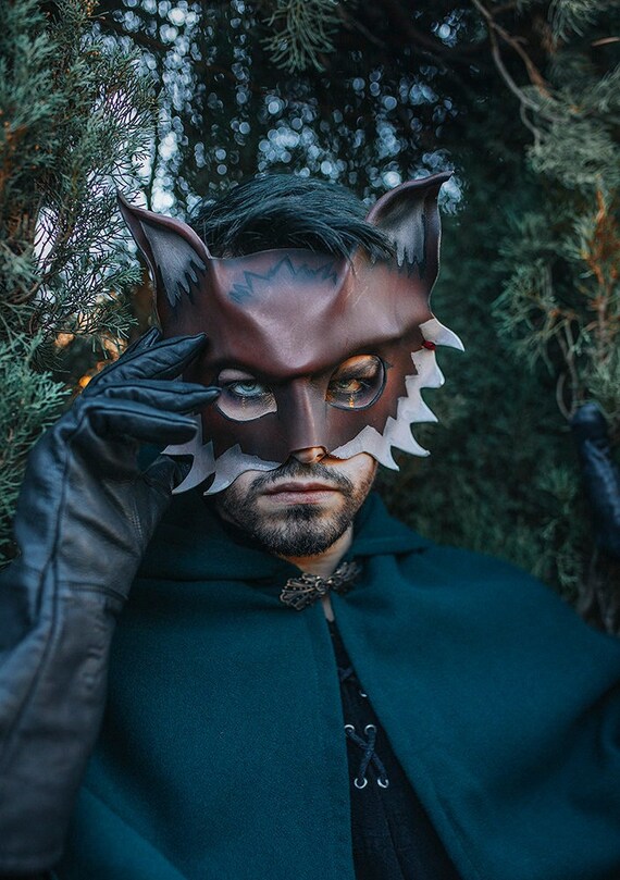 Fox Leather Mask Fairy Leaf Maple Autumn Natural Wiccan | Etsy