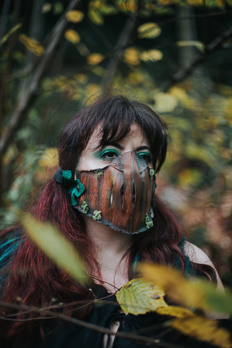 Leather Mask Druid Leaf Maple Autumn Natural Wiccan Masquerade - Etsy