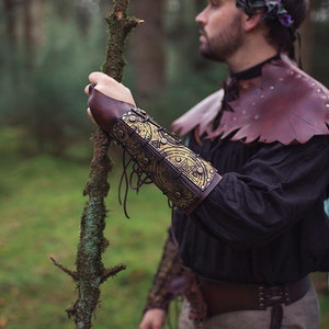 Elven Leather Gorget Brown Leaf Armor Shoulders Inspired Armor ...