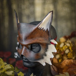 Fox Leather Mask Fairy Leaf Maple Autumn Natural Wiccan Masquerade ...