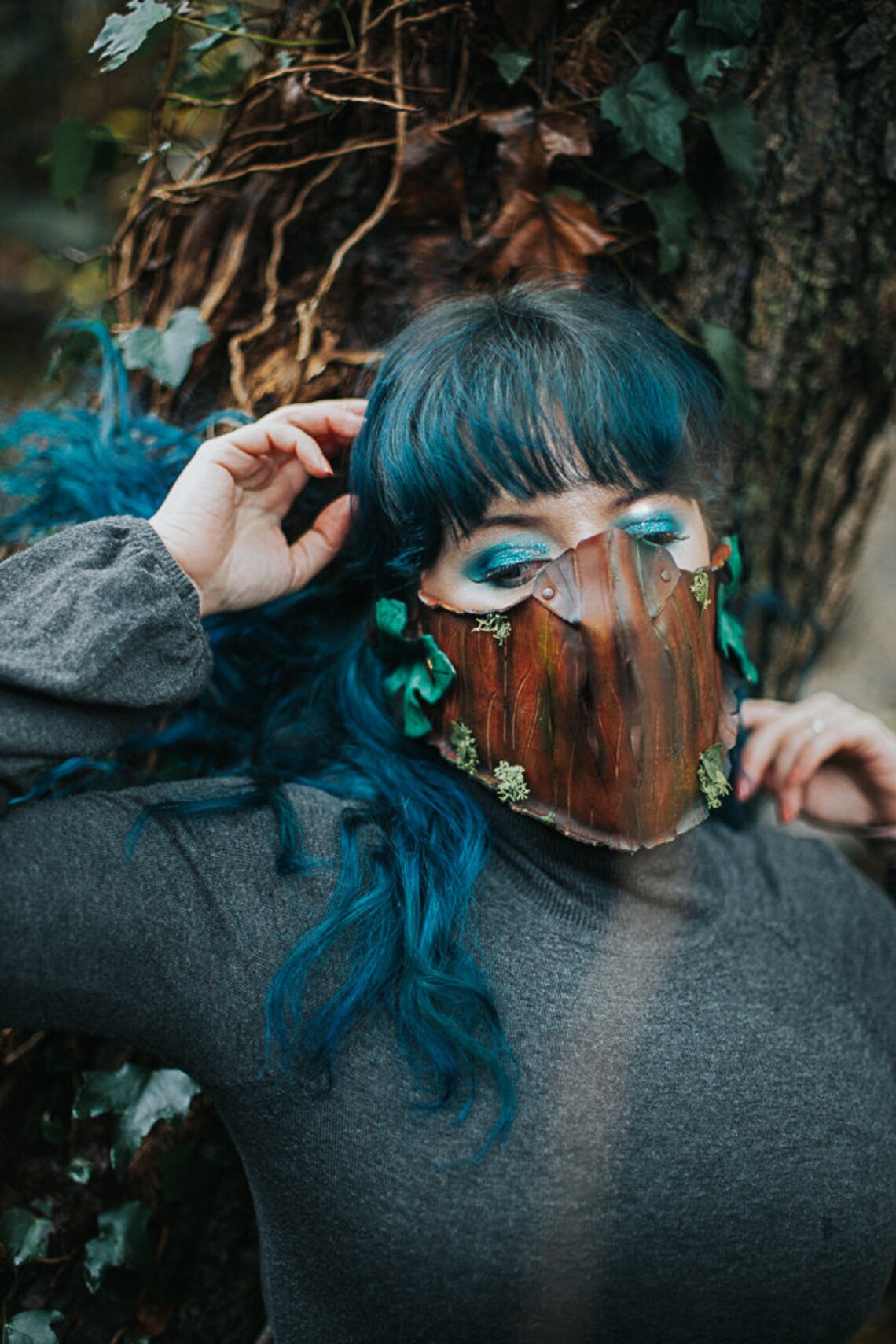 Leather Mask Druid Leaf Maple Autumn Natural Wiccan Masquerade - Etsy