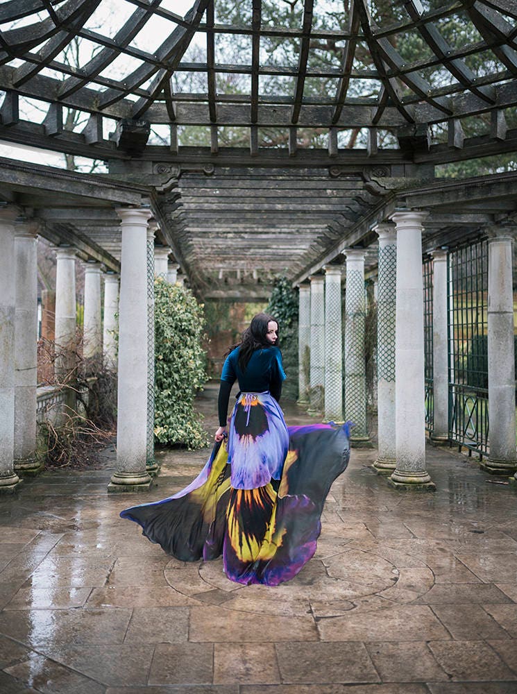 Flower Cape Floral Cloak Pansy Scarf Shawl Purple and Yellow Poncho ...