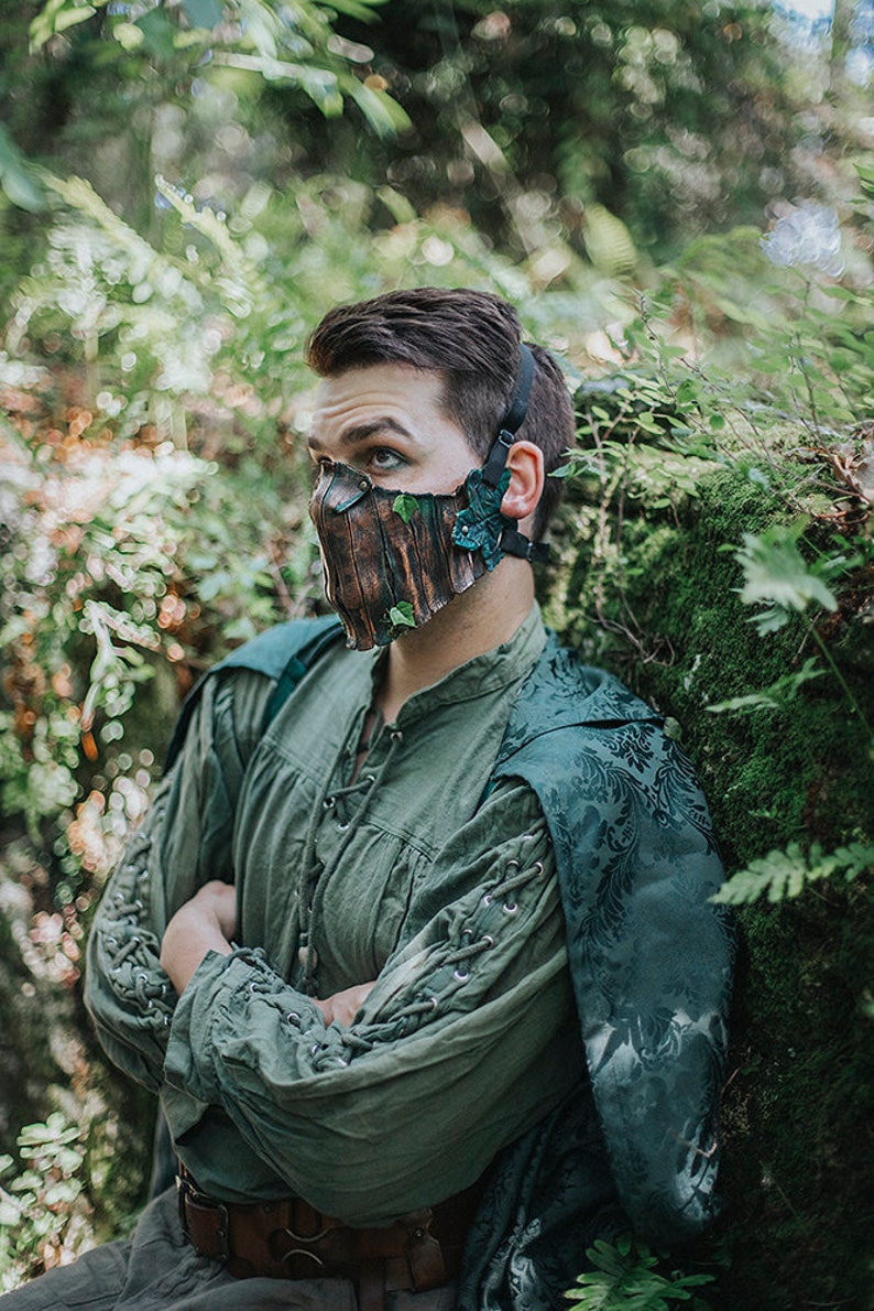 Leather Mask Druid Leaf Maple Autumn Natural Wiccan Masquerade - Etsy
