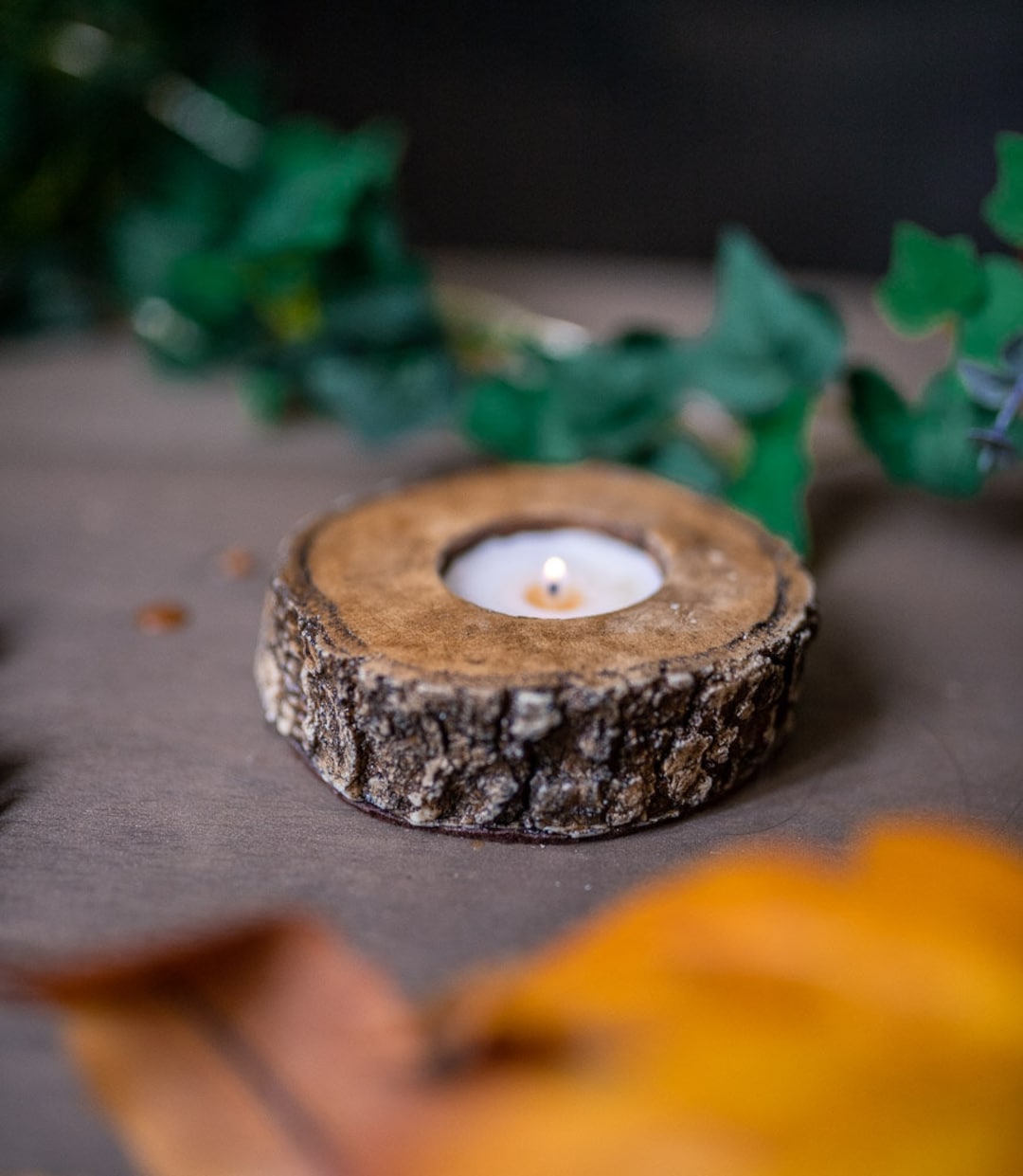 Candle Holder Log Imitation in Resin - Etsy