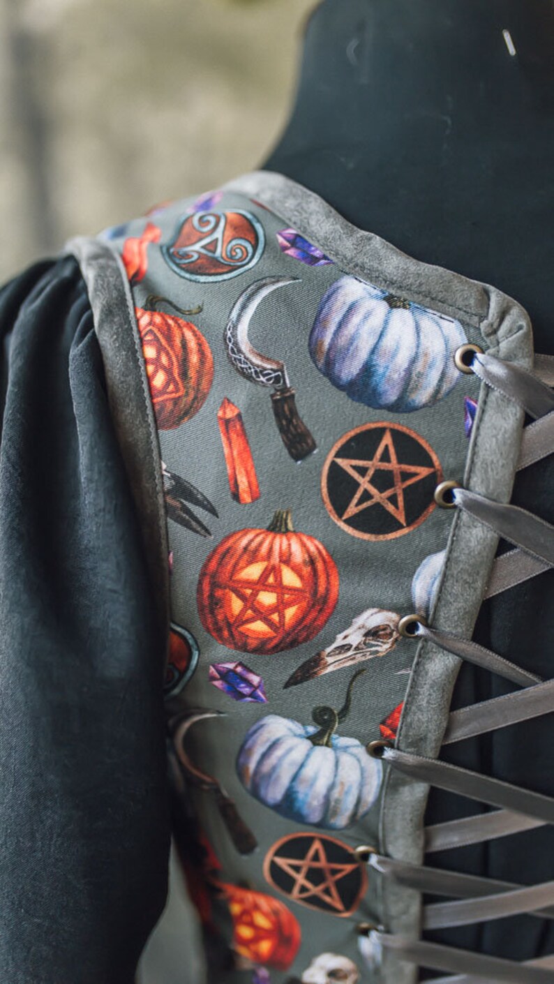 Halloween Top Renaissance Bodice Pumpkin Corset Witch Style - Etsy
