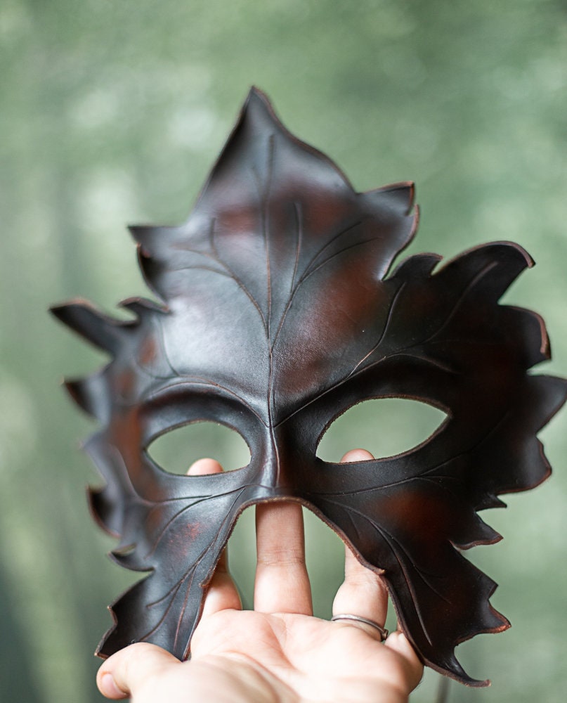 Leather Mask Druid Leaf Maple Autumn Natural Wiccan Masquerade - Etsy UK