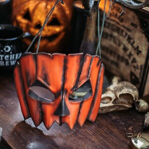 Jack O Lantern Pumpkin Leather Mask Halloween Autumn Harvest Natural ...