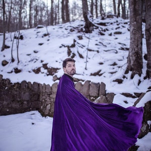 Purple Velvet Hooded Cloak - Fantasy Costume Cape - Etsy