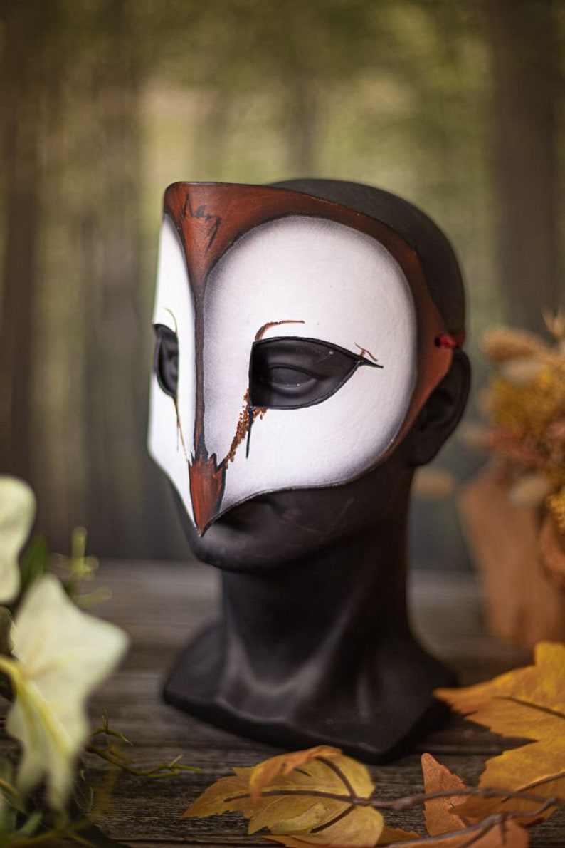 Barn Owl Leather Mask Fairy Leaf Maple Autumn Natural Wiccan - Etsy