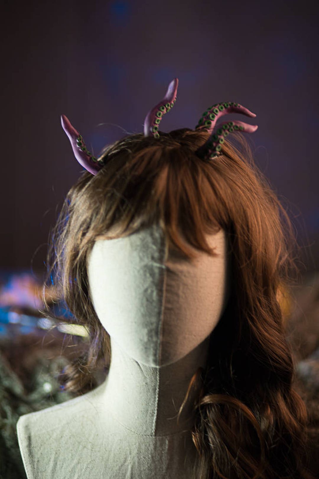 Tiny Tentacle Horns Hair Pin in Purple and Green Octopus Headpiece ...