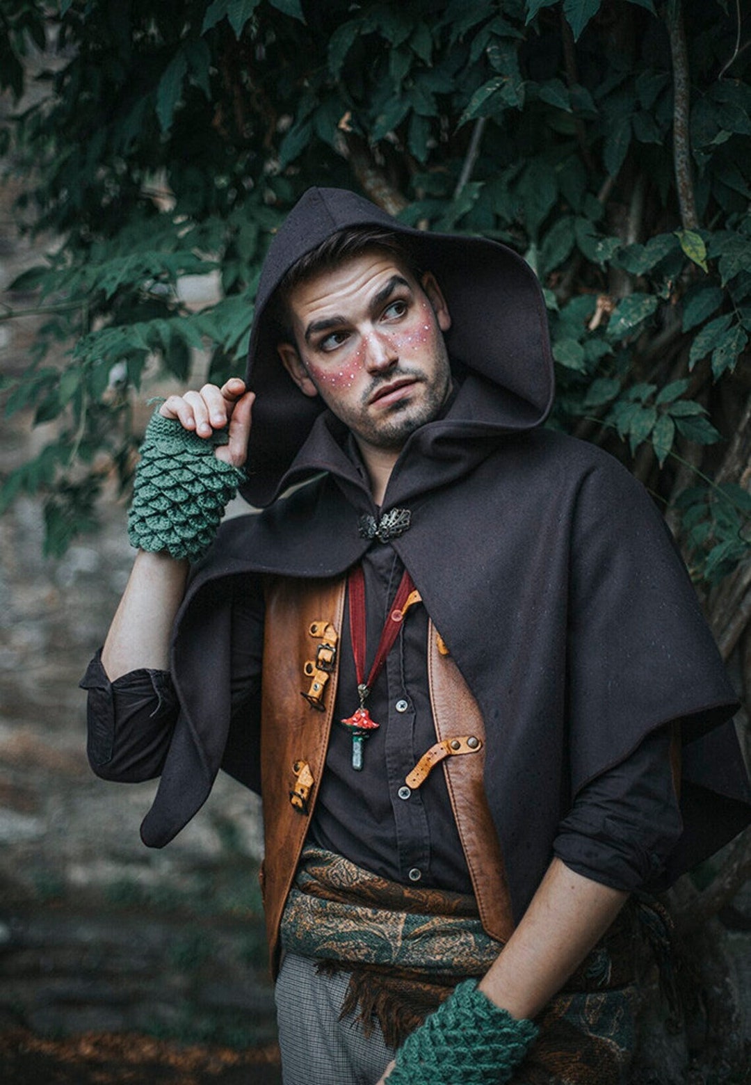 Brown Riding Hood Short Cape Stole Vegan Wool Capelet Stole Capelet ...