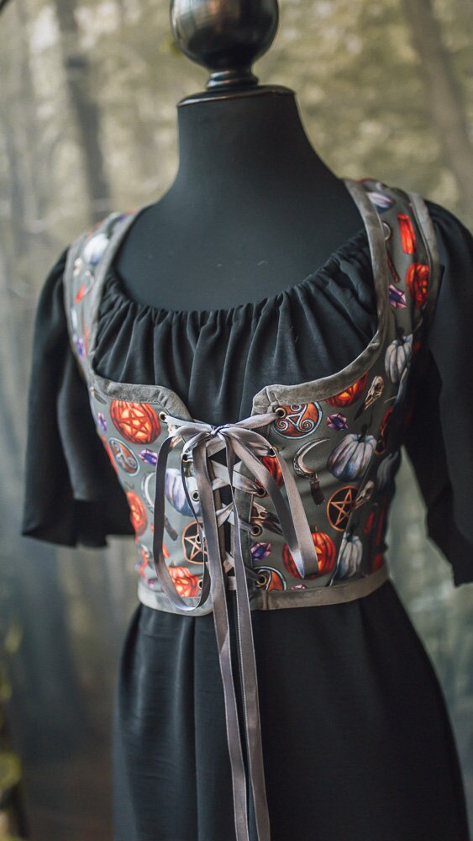 Halloween Top Renaissance Bodice Pumpkin Corset Witch Style - Etsy