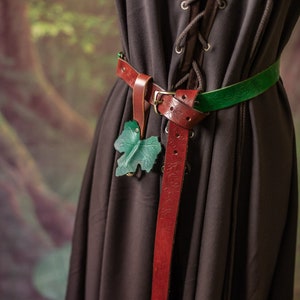 Elf Leather Belt With Leaves in Brown and Green , LARP Druid Elven Bet ...