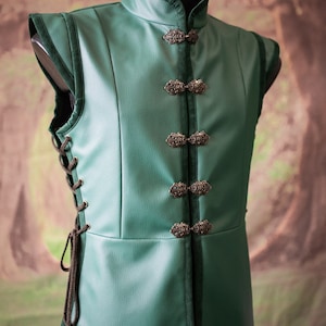 Green Faux Leather Surcoat - Renaissance Unisex Jerkin Vest Open Front ...