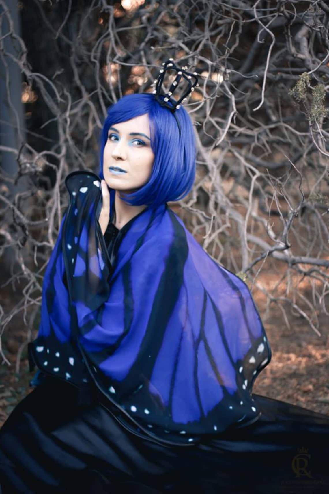 Blue Butterfly Cape Monarch Cloak Dance Wings Costume Short Small ...