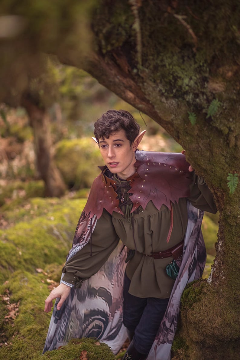 Elven Leather Gorget Leaf Armor Shoulders Inspired Armor - Etsy