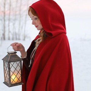 Red Vegan Wool Cloth Cape Hooded Cloak Riding Hood Cloak With - Etsy