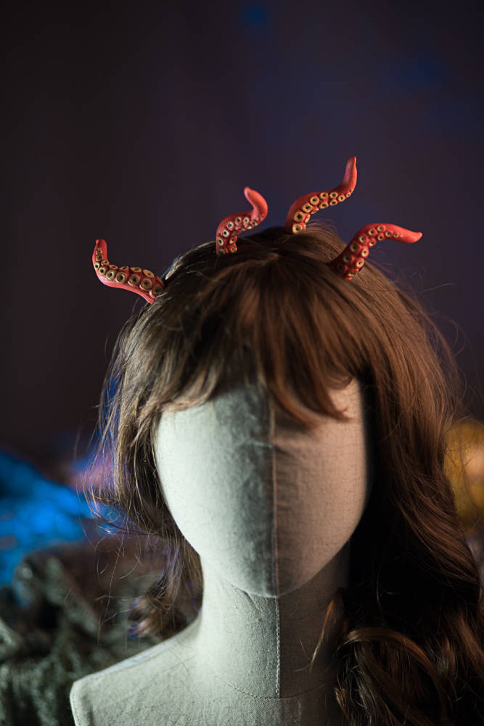 Tiny Tentacle Horns Hair Pin in Red Octopus Headpiece Steampunk Cosplay ...