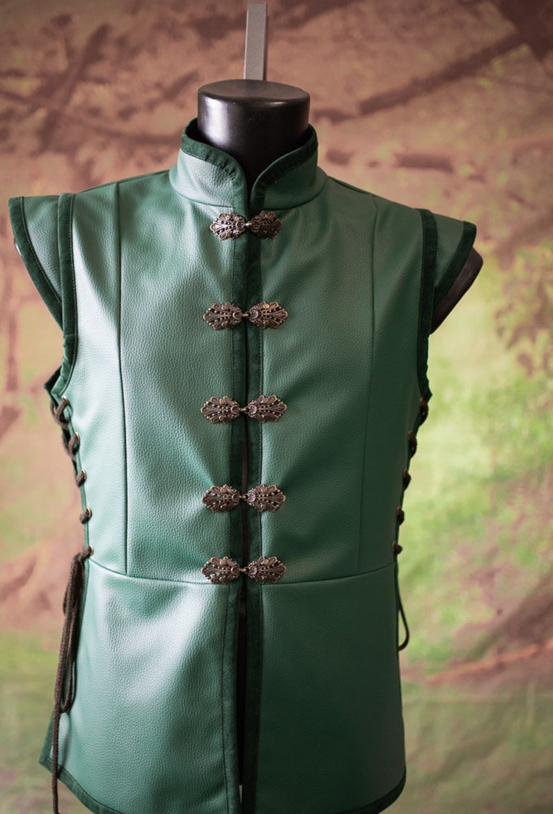 Green Faux Leather Surcoat - Unisex Renaissance Costume Vest - Etsy