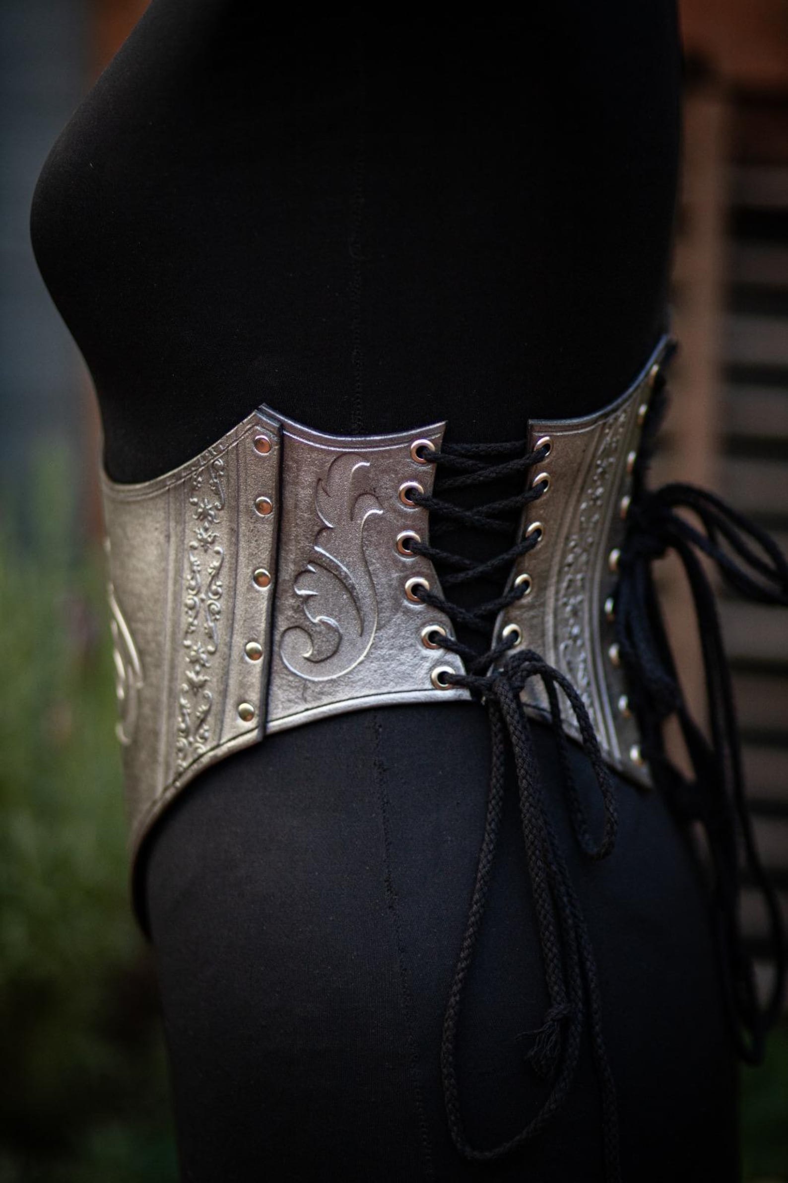 Armor Belt - Silver Leather Corset Mevieval , Medievalcore Knight ...